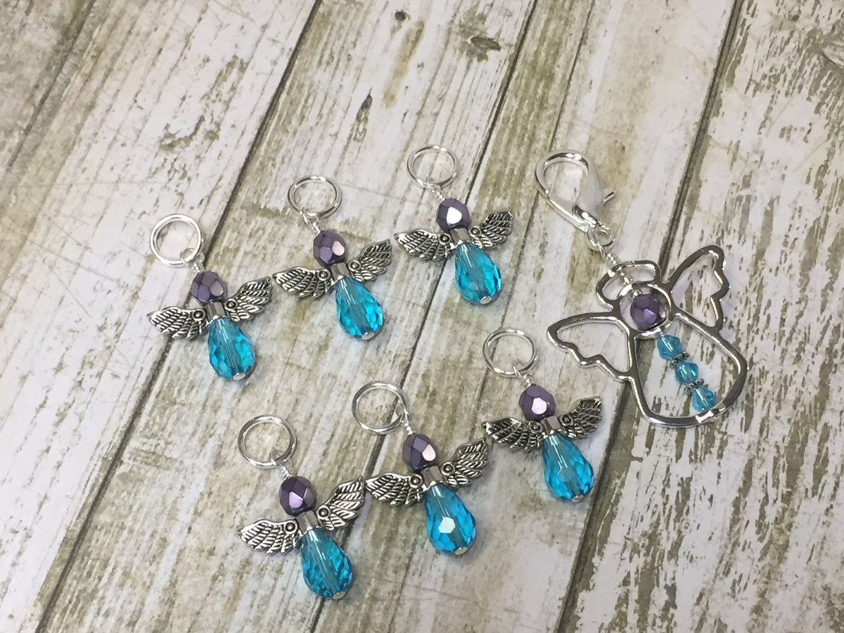 Angel Stitch Marker Holder with 6 Blue Angel Stitch Markers – Jill's ...