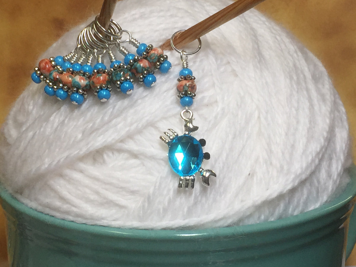 Blue Crab Stitch Marker Set – Jill's Beaded Knit Bits
