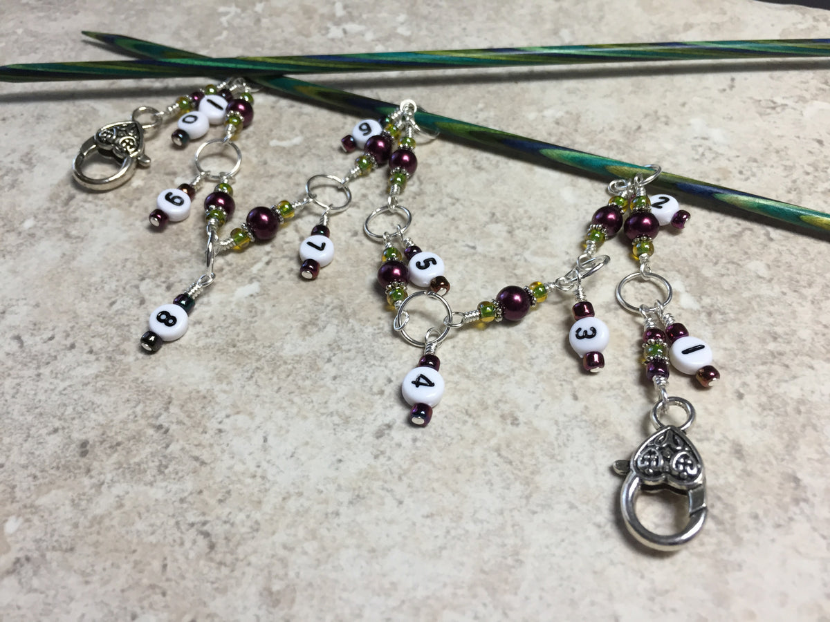 Chain Style Row Counter- Wine/Olive – Jill's Beaded Knit Bits