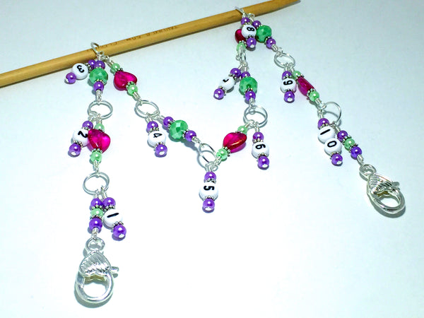 Chain Style Row Counter- Pink Hearts – Jill's Beaded Knit Bits